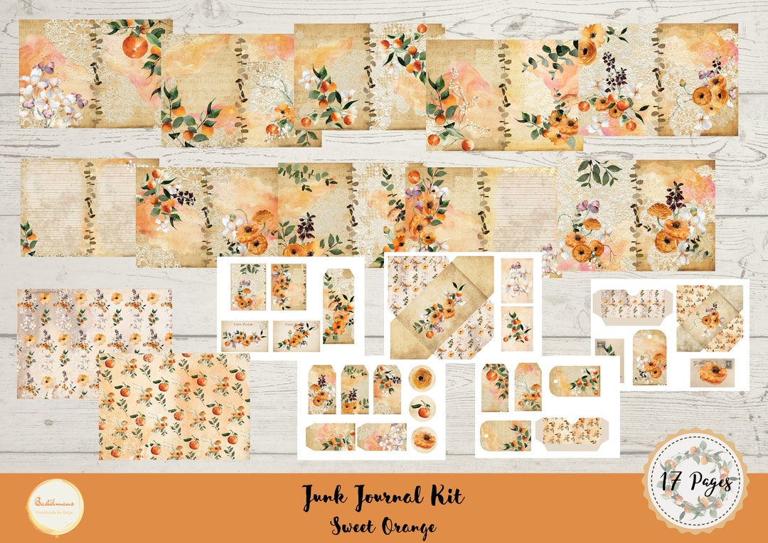 Junk Journal Sweet Orange, Printable Kit, Digital Download, Pages ...