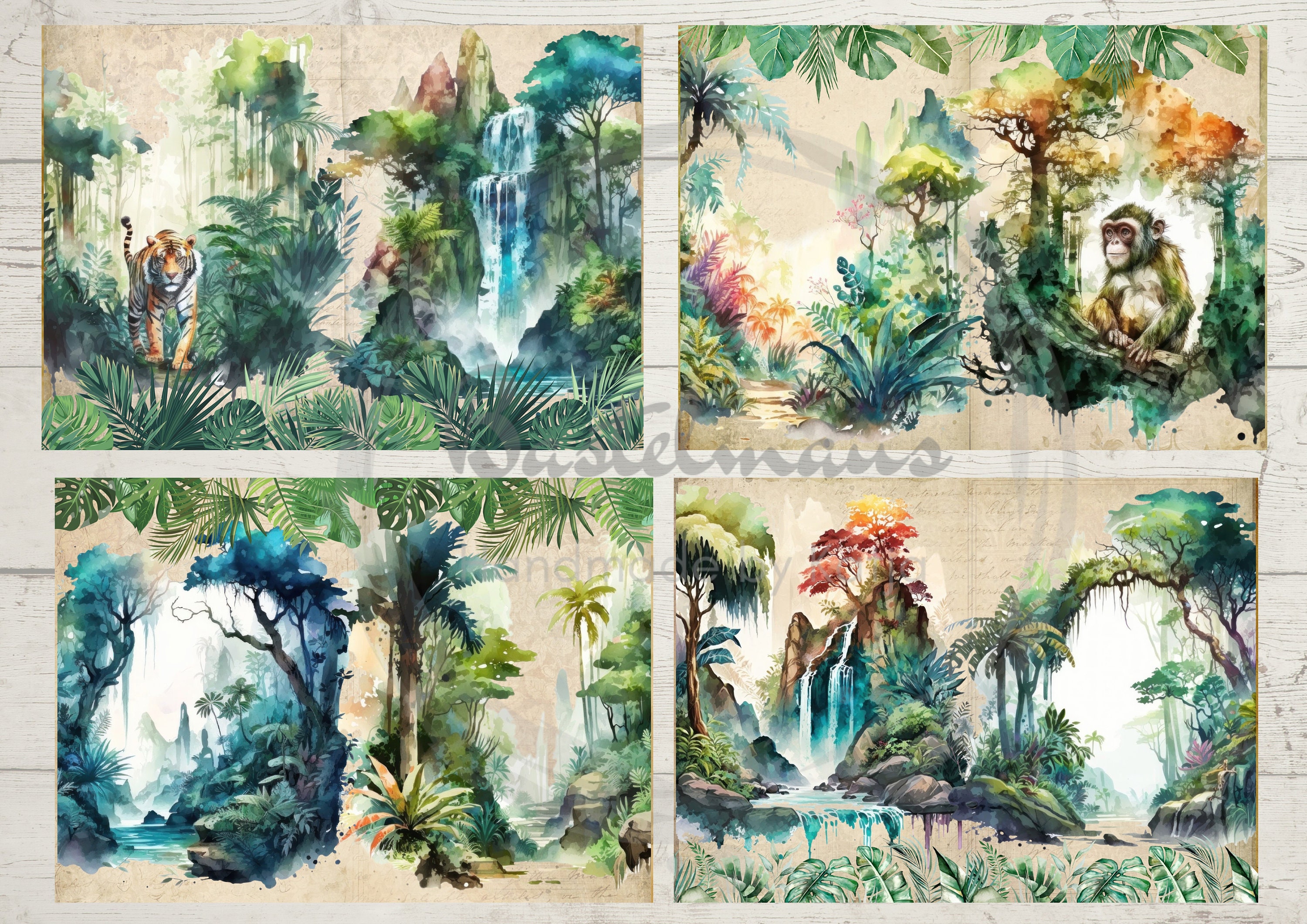 Junk Journal Jungle Printable Kit, Digital Download, Pages, Backing ...