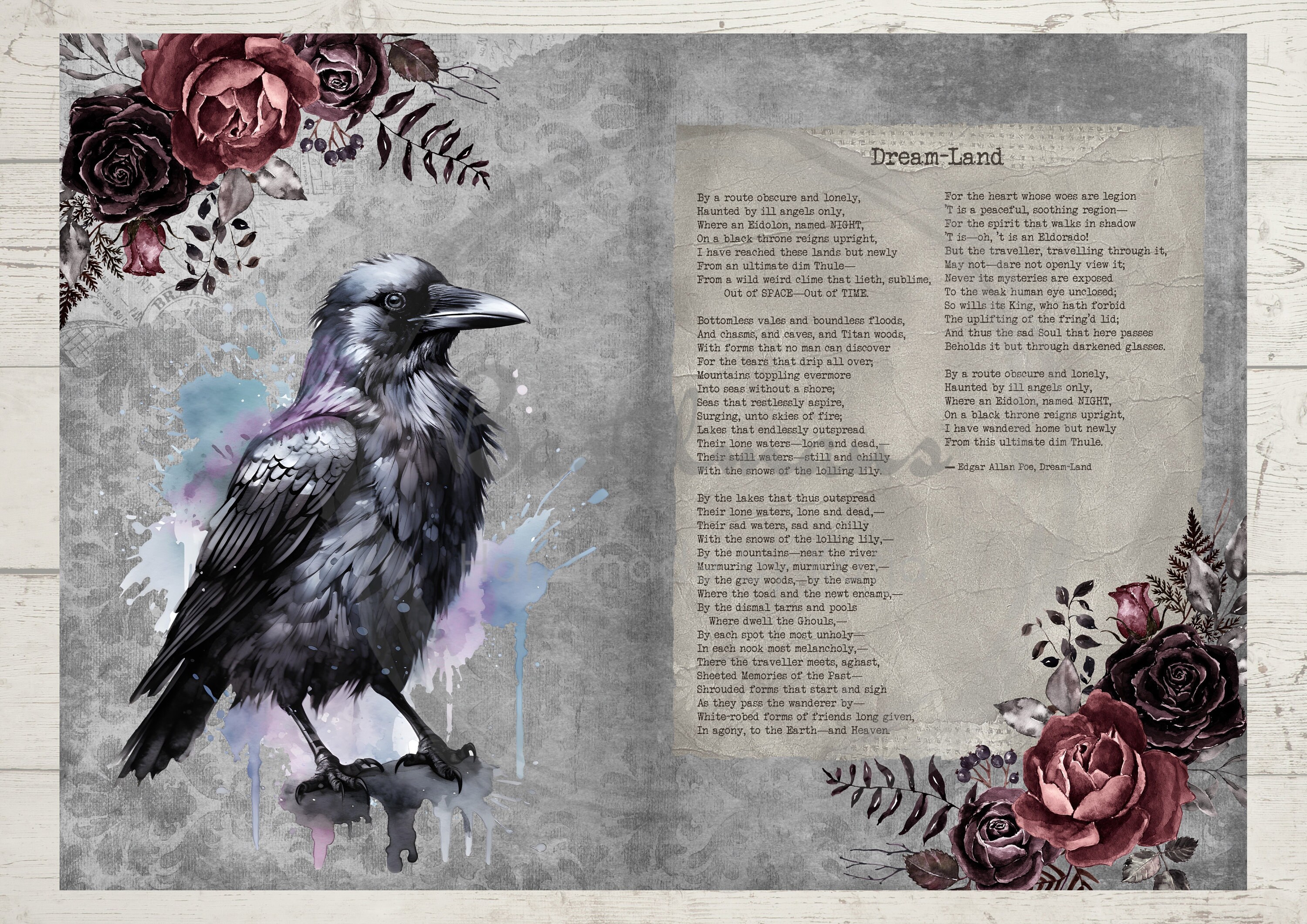 Junk Journal Edgar Allan Poe Poem Printable Kit Digital - Etsy