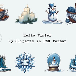 Hello Winter Clipart PNG Set, 23 Cliparts, Commercial Use Clip Art, PNG ...