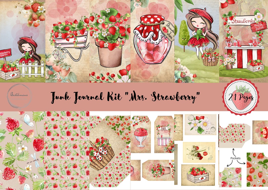 Junk Journal Mrs. Strawberry Printable Kit, Digital Download, Pages ...