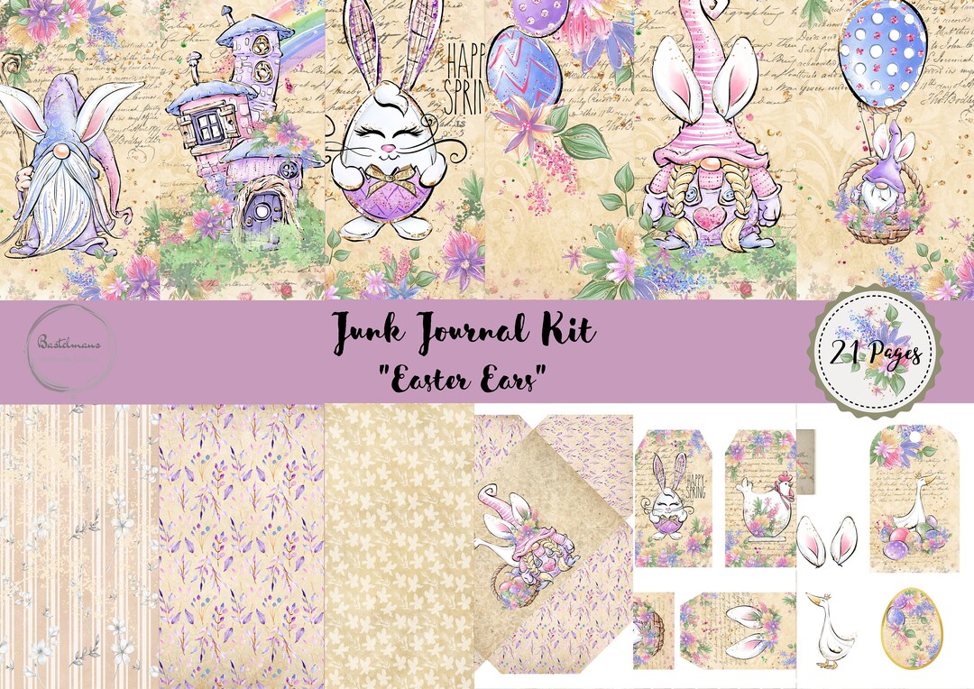 Junk Journal Easter Ears Printable Kit, Digital Download, Magical ...
