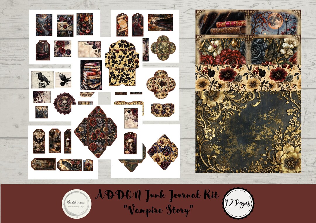 ADDON Junk Journal Vampire Story Printable Kit, Digital Download, Pages ...