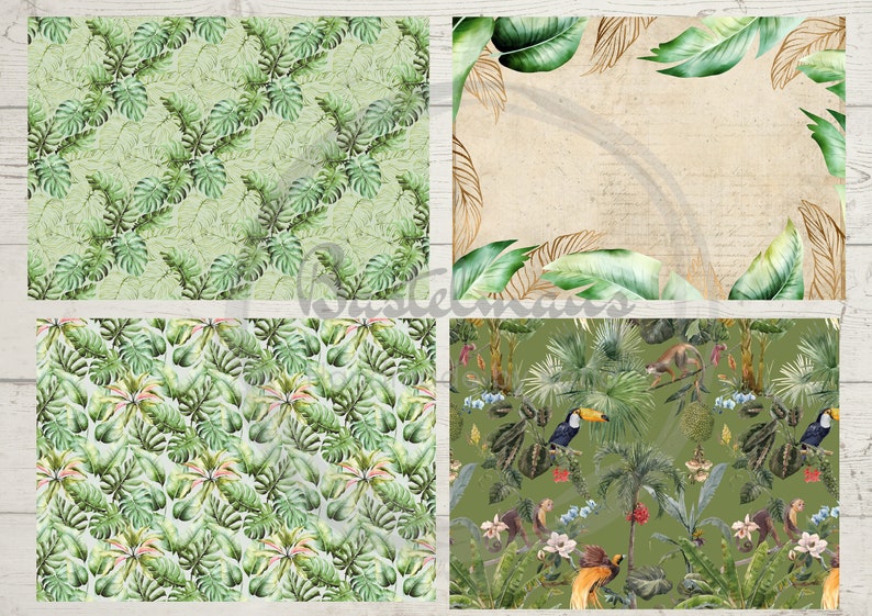 Junk Journal Jungle Printable Kit, Digital Download, Pages, Backing ...