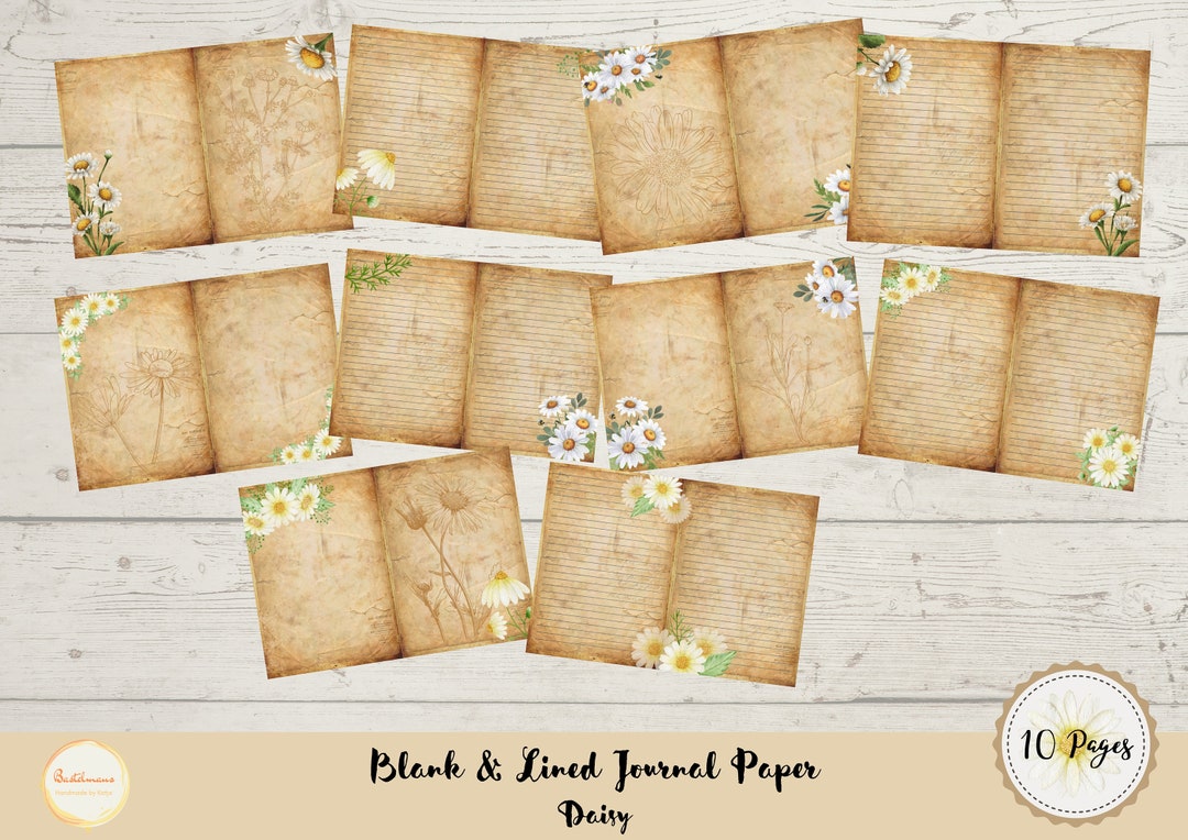 Blank and Lined Journal Pages Daisy, Printable Kit, Digital Download ...