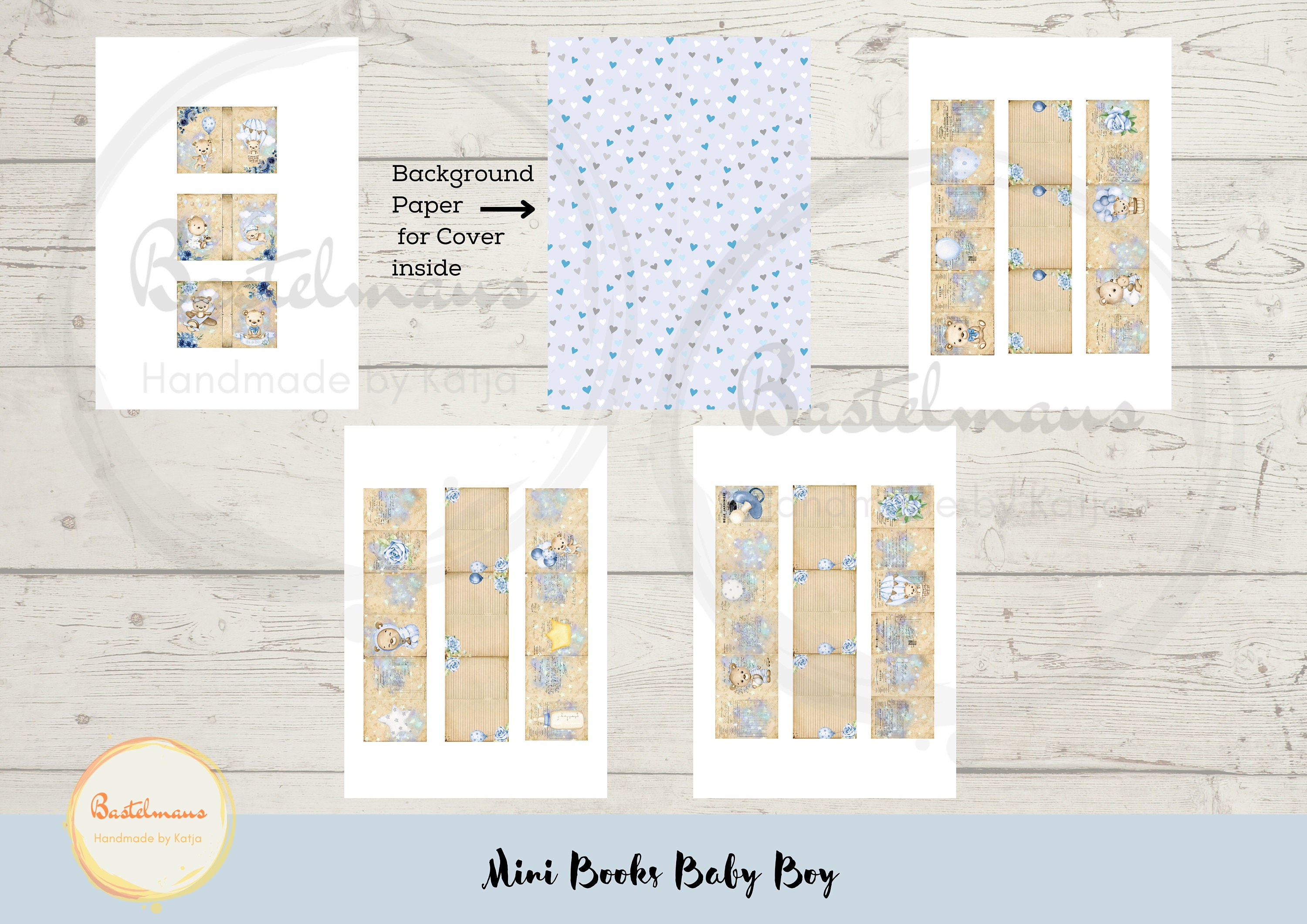 Mini Books Baby Boy Junk Journal Printable Download Scrapbooking A4 - Etsy