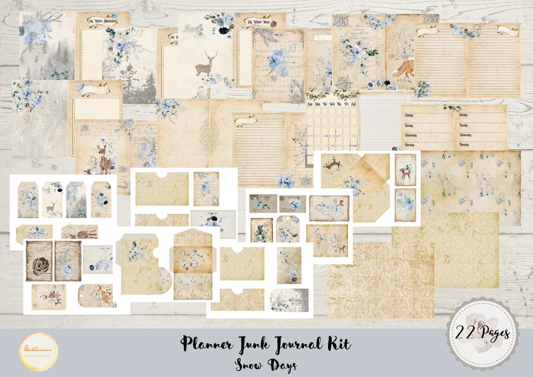 Planner Junk Journal Snow Days Printable Kit, Digital Download ...