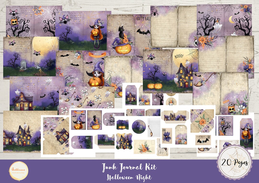 Junk Journal Halloween Night Printable Kit, Digital Download, Pumpkin ...