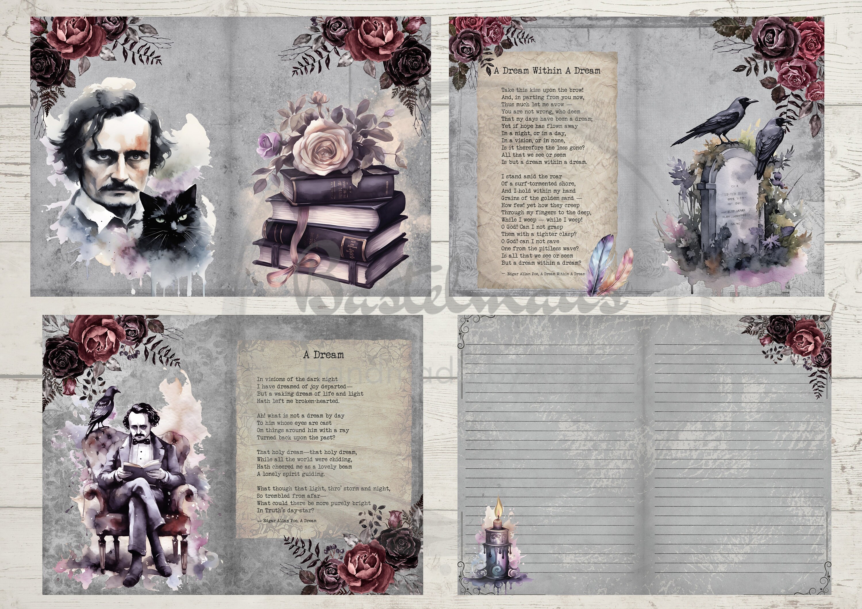 Junk Journal Edgar Allan Poe Poem Printable Kit, Digital Download ...