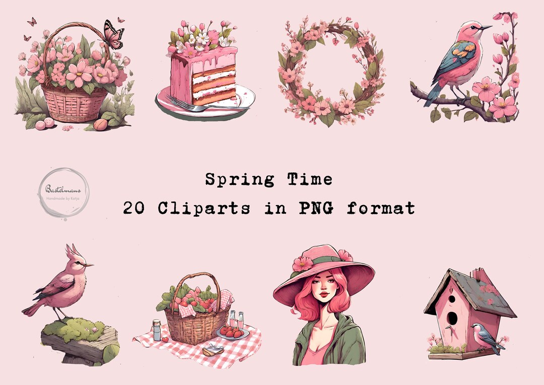 Spring Time Clipart PNG Set, 20 Cliparts, Commercial Use Clip Art, PNG ...