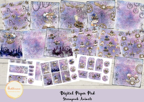 Steampunk Digital Kit Paper Pack Scrapbookpaper Digital - Etsy