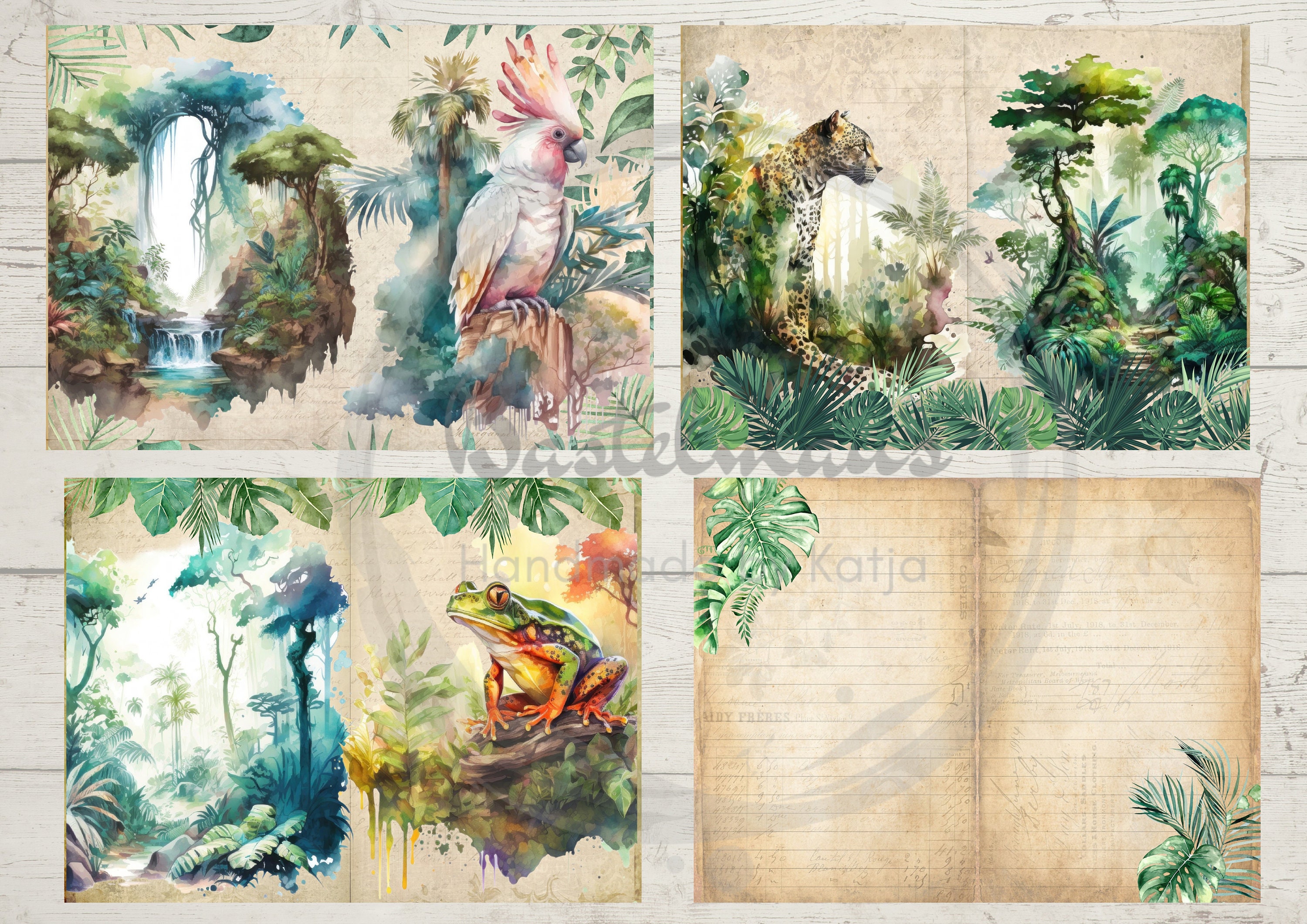 Junk Journal Jungle Printable Kit, Digital Download, Pages, Backing ...
