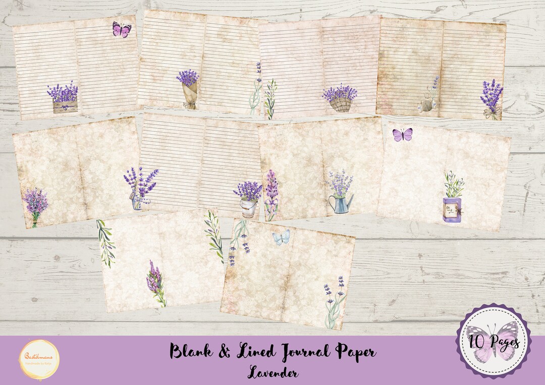 Blank and Lined Journal Pages Lavender, Printable Kit, Digital Download ...