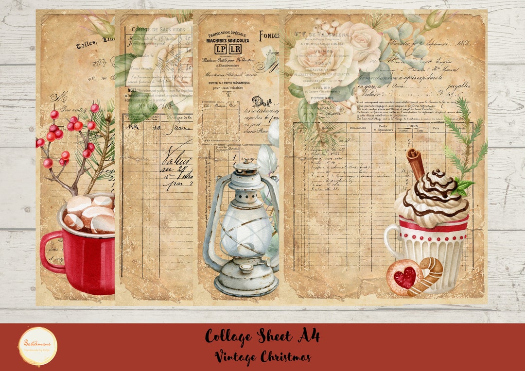 Vintage Paper Christmas, Digital Paper, Printable Kit, Digital Download ...
