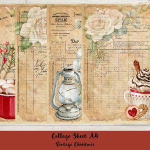 Vintage Paper Christmas, Digital Paper, Printable Kit, Digital Download ...