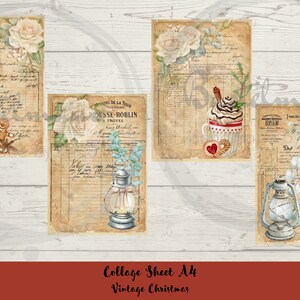 Vintage Paper Christmas, Digital Paper, Printable Kit, Digital Download ...