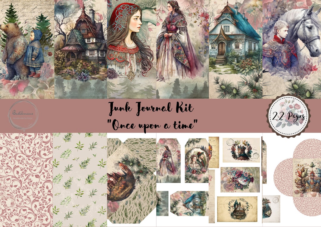 Junk Journal Once Upon a Time Printable Kit, Digital Download, Pages ...