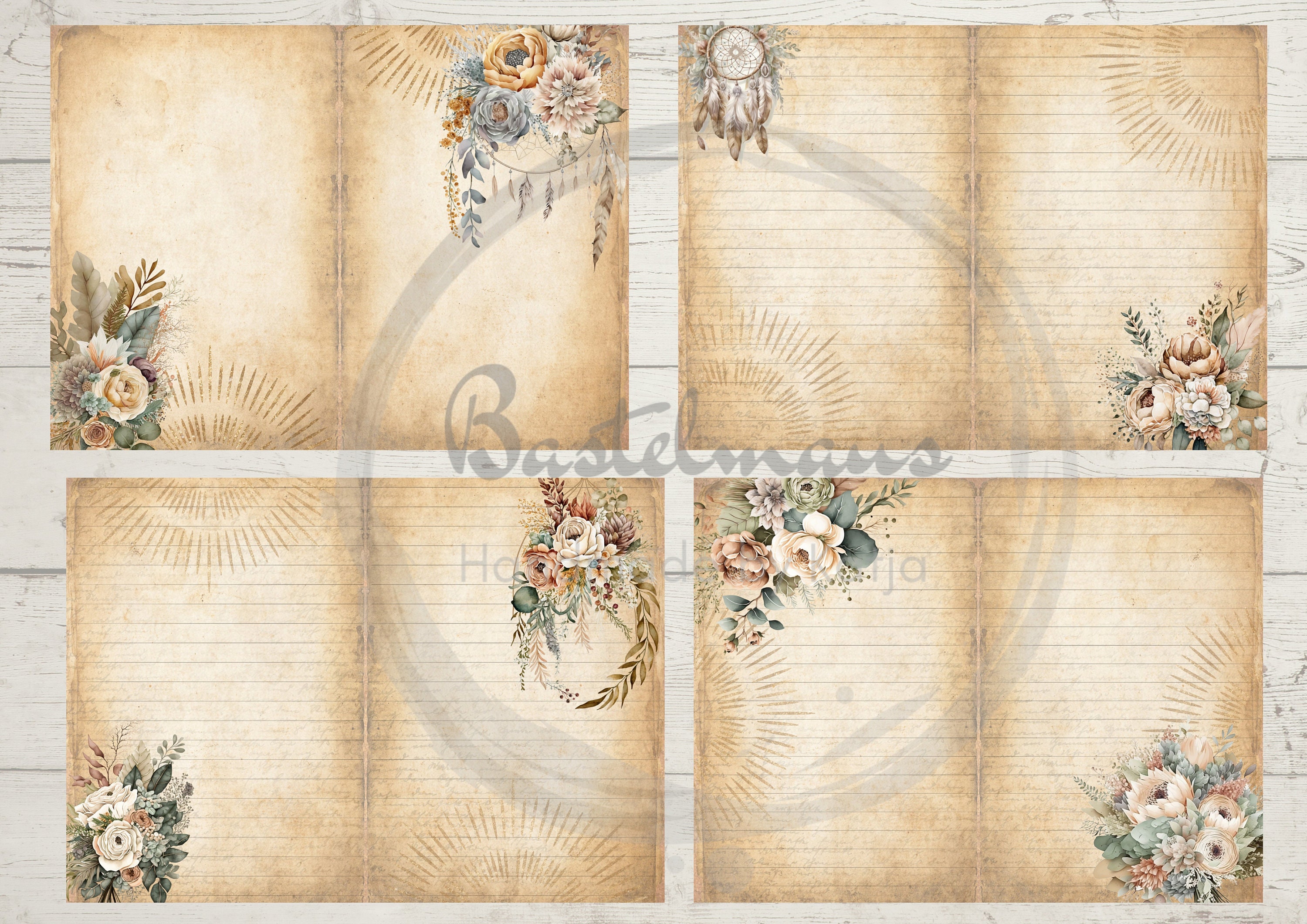 Blank and Lined Journal Pages Boho Home Printable Kit - Etsy