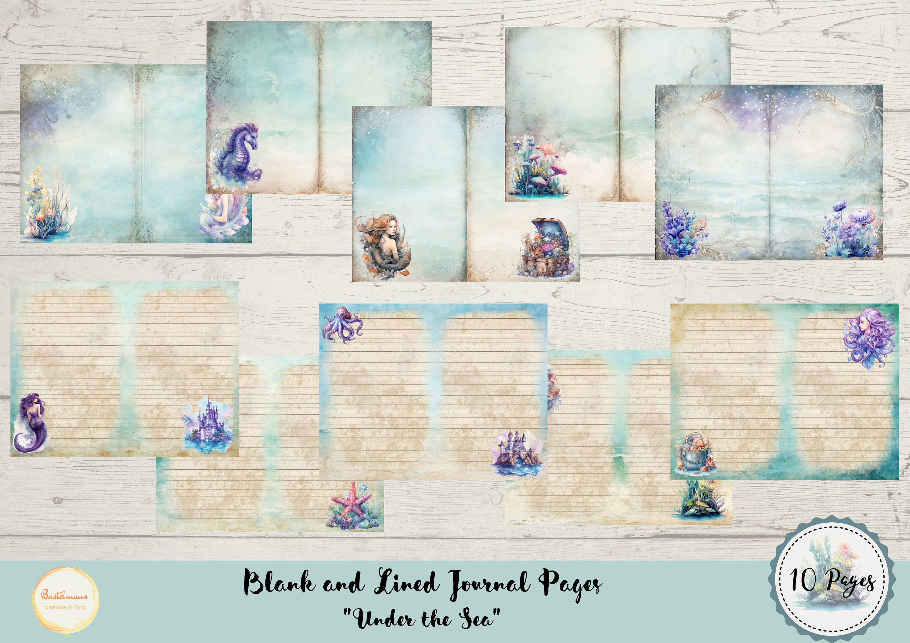 Blank and Lined Journal Pages Under the Sea Printable Kit - Etsy