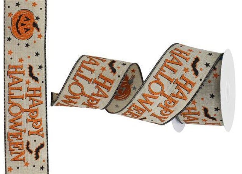 Happy Halloween Wired Ribbon by the Roll 2.5 X 10 Yards | Etsy