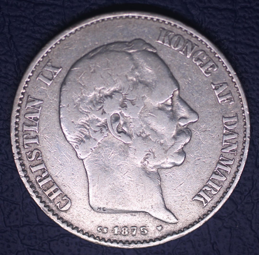 1875 Denmark King Christian IX 2 Kroner Silver Coin Vintage VF - Etsy