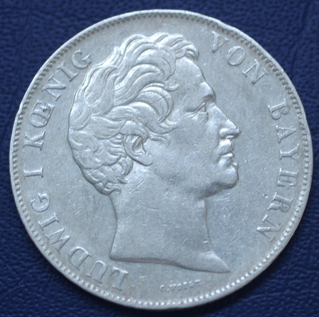 1846 Germany Kingdom of Bavaria LUDWIG I Munich 2 Gulden Silver Coin - Etsy