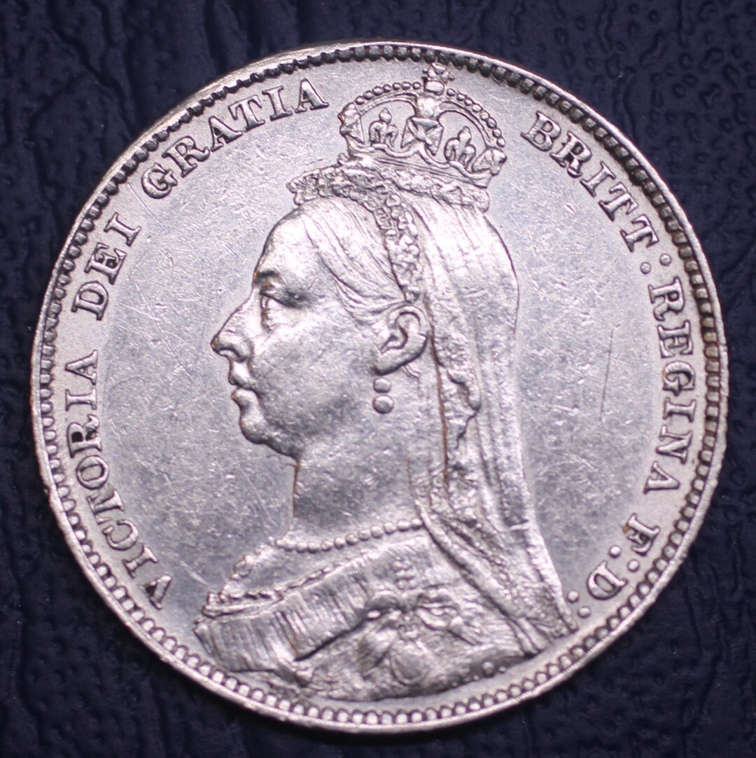 1889 Great Britain Queen Victoria Shilling Silver Coin XF Details - Etsy
