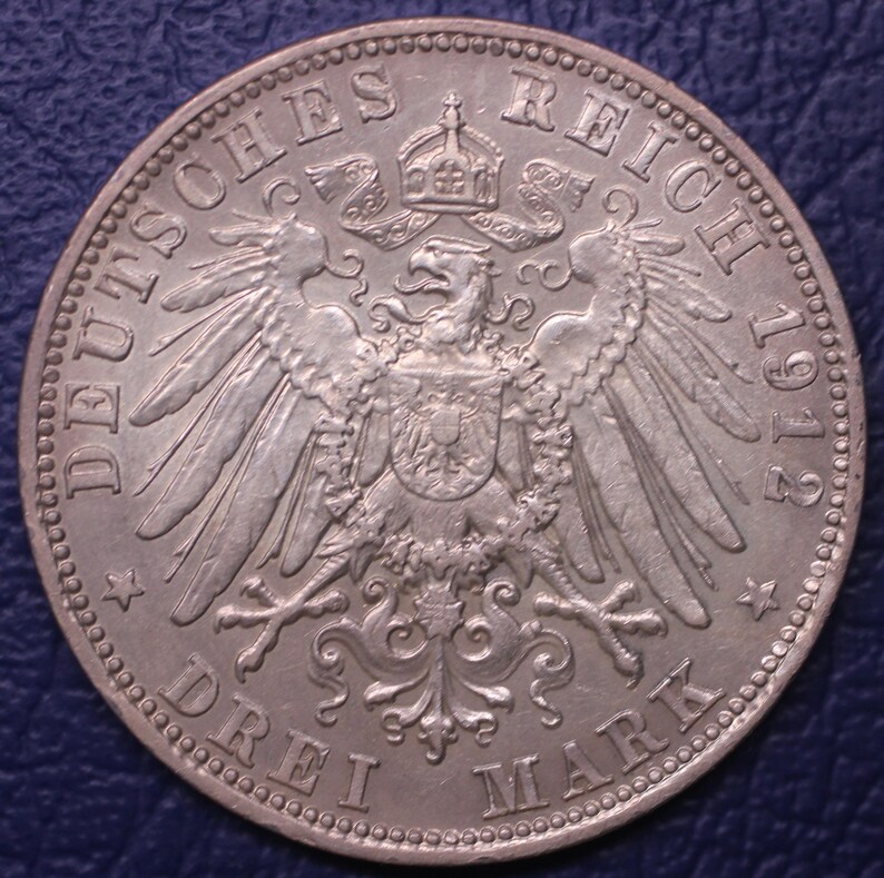 1912D Germany Kingdom of Bavaria 3 Mark Silver Coin - Etsy