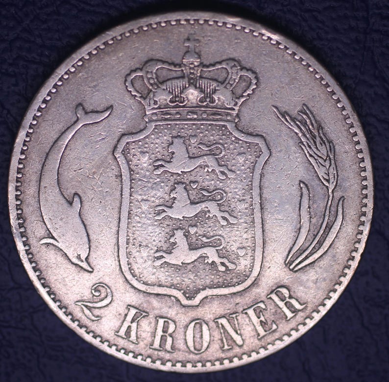 1875 Denmark King Christian IX 2 Kroner Silver Coin Vintage VF - Etsy