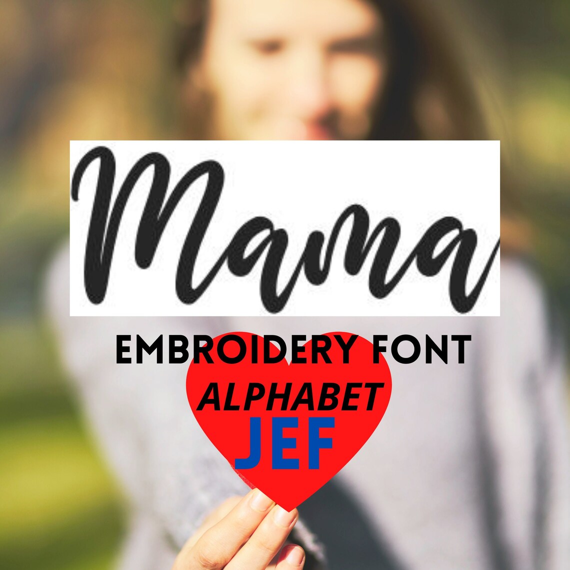 Ricamo Digitale Jef, EMBROIDERY Font, Coursive Letters Jef, Mama Font ...