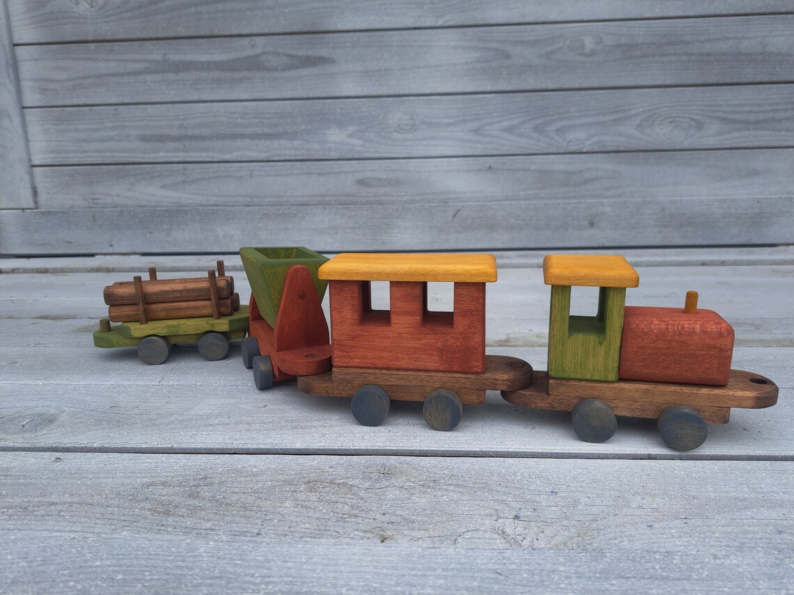 Handmade Wooden Toy Train Set, - Etsy