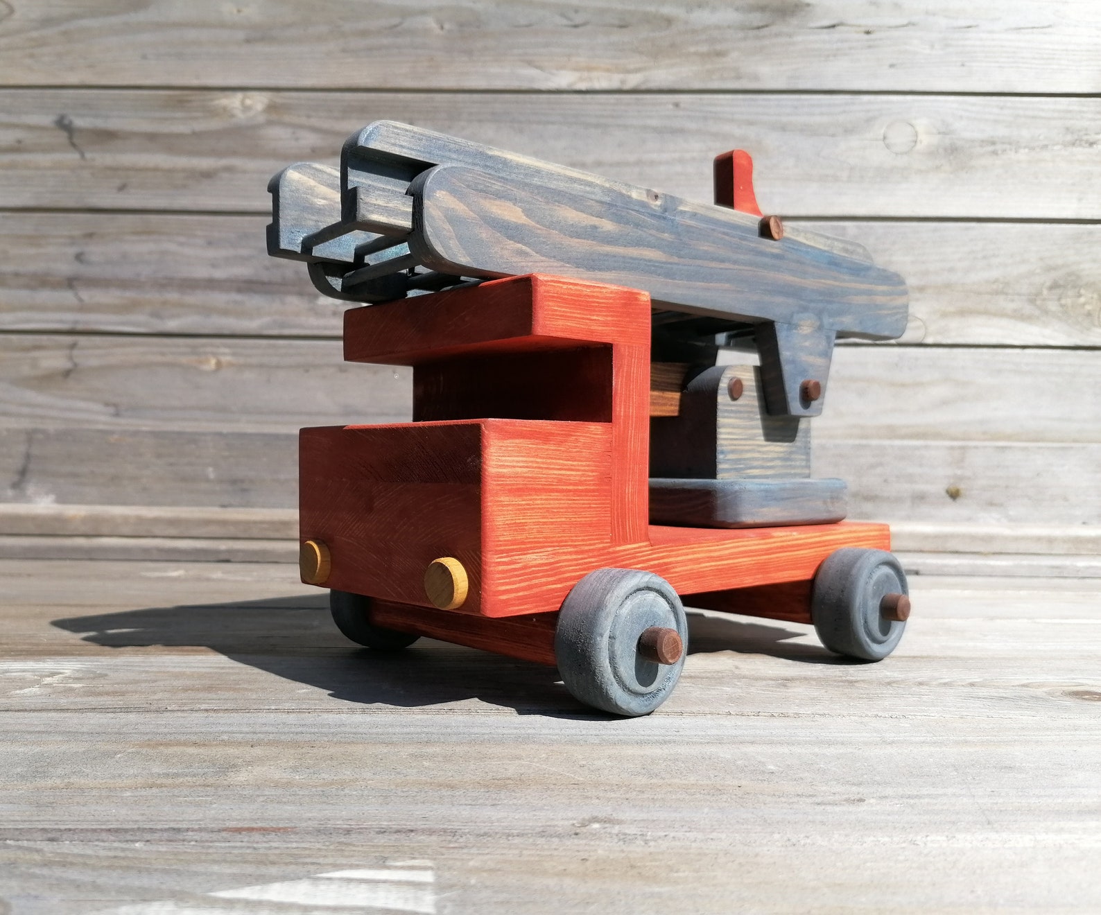 Wooden Fire Truck Toy Car for Little Firefighter - Etsy
