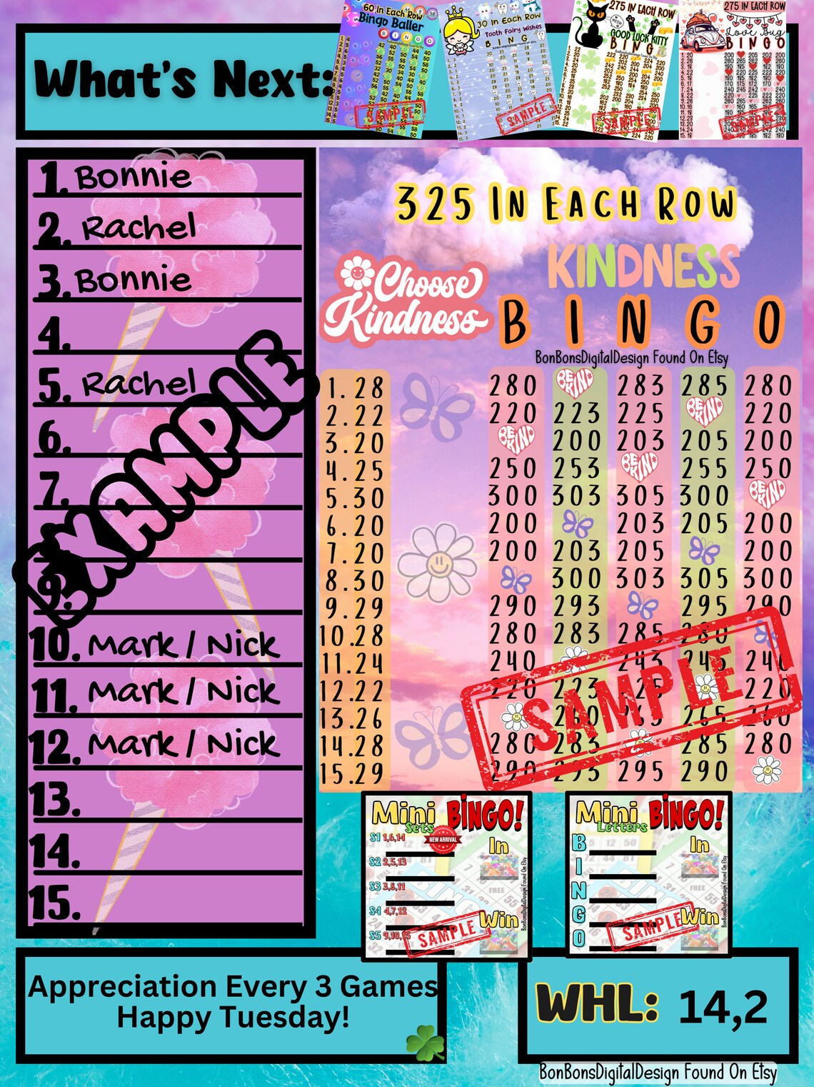 Bingo Host Organizer Template for 15 Line Bingo Board WTA - Etsy