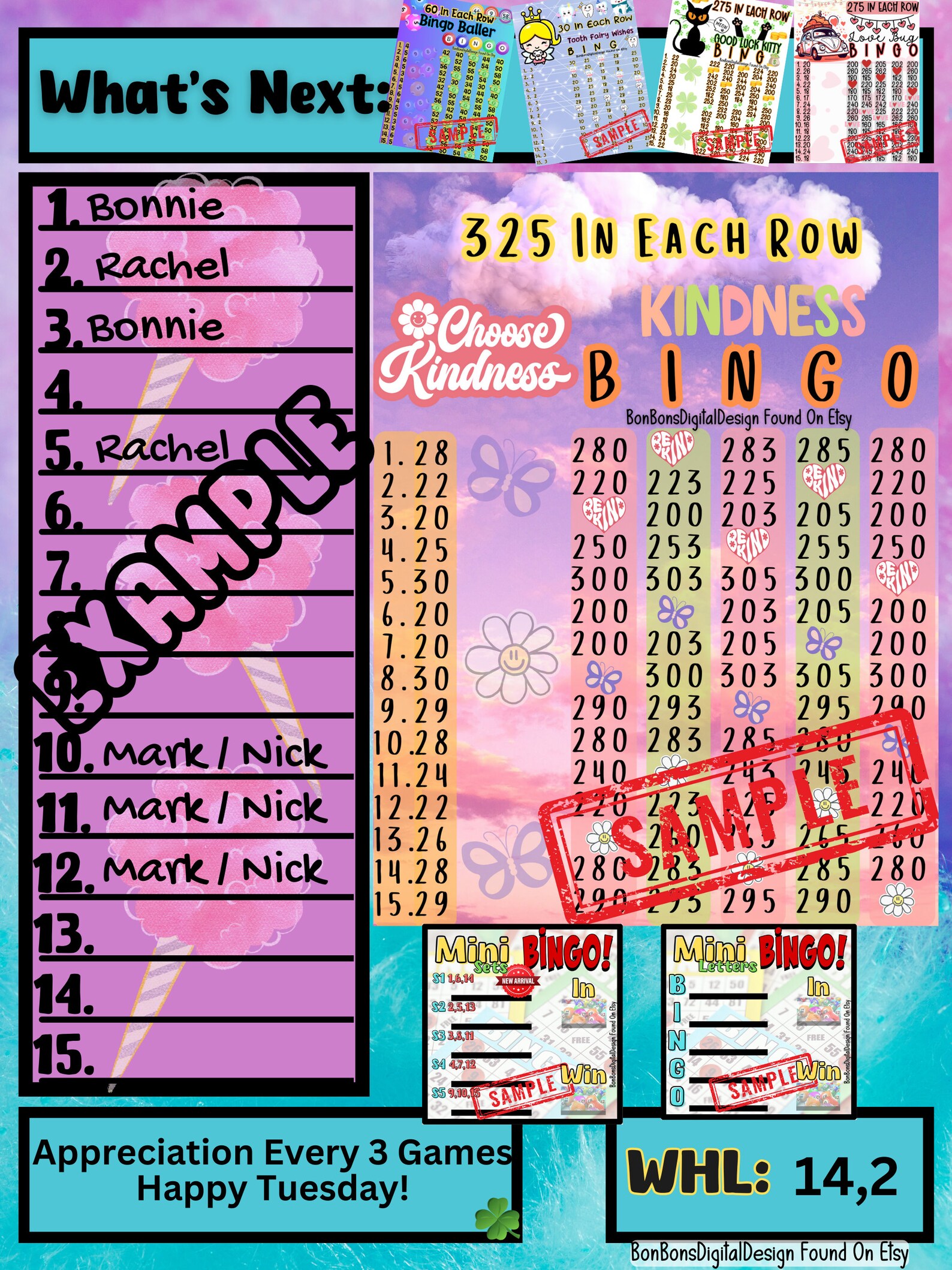 Bingo Host Organizer Template for 15 Line Bingo Board , WTA PYP Pro HR ...