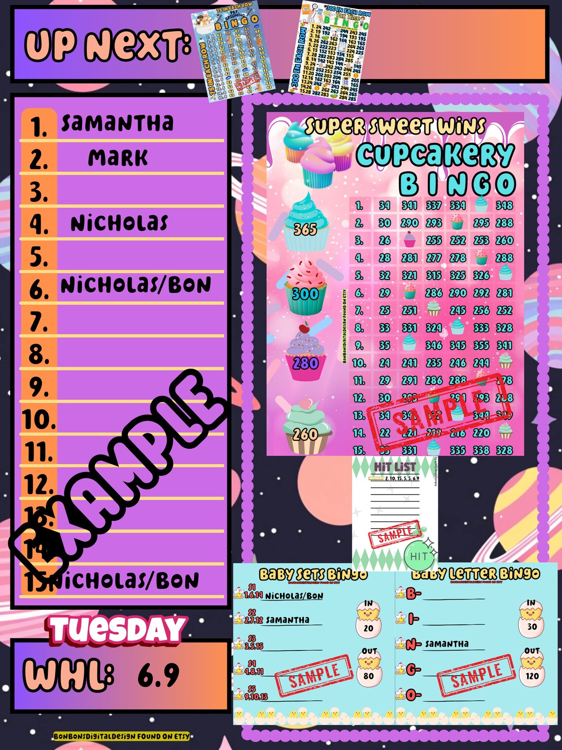 Bingo Host Organizer Template for 15 Line Bingo Board , WTA PYP Pro HR ...
