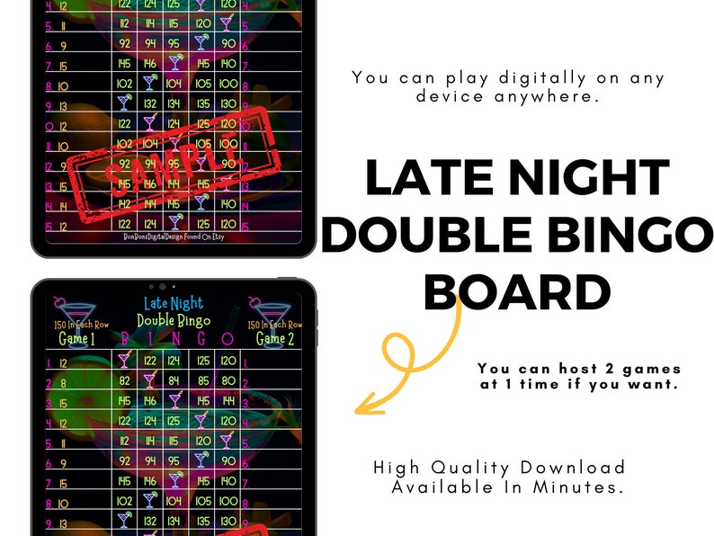 Double Bingo 150 WTA PYP 15 Line Bingo Board - Etsy