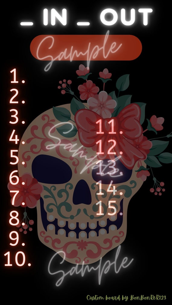 15 Line Sugar Skull Bingo Board - Etsy