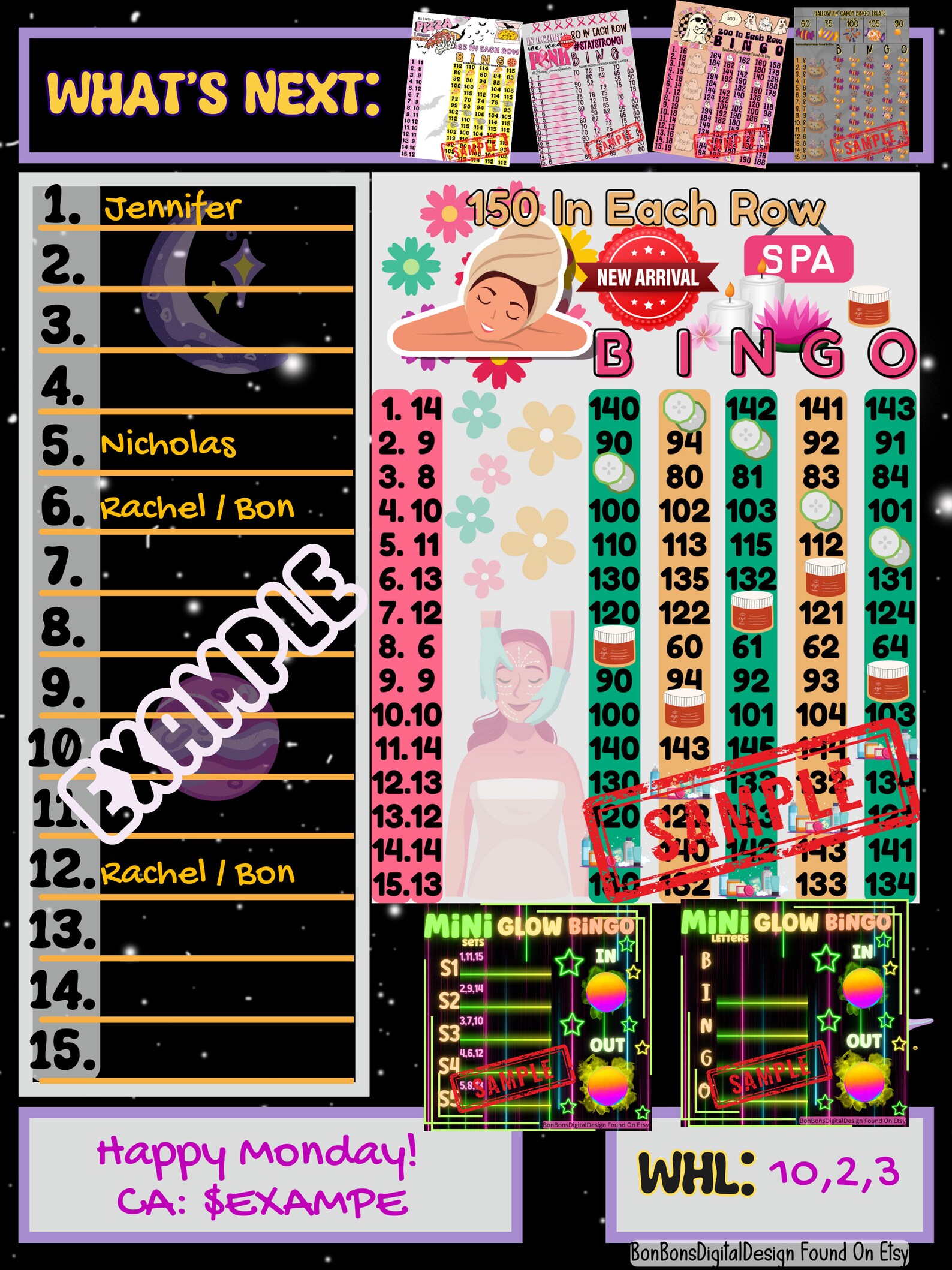 Bingo Host Organizer Template for 15 Line Bingo Board WTA - Etsy