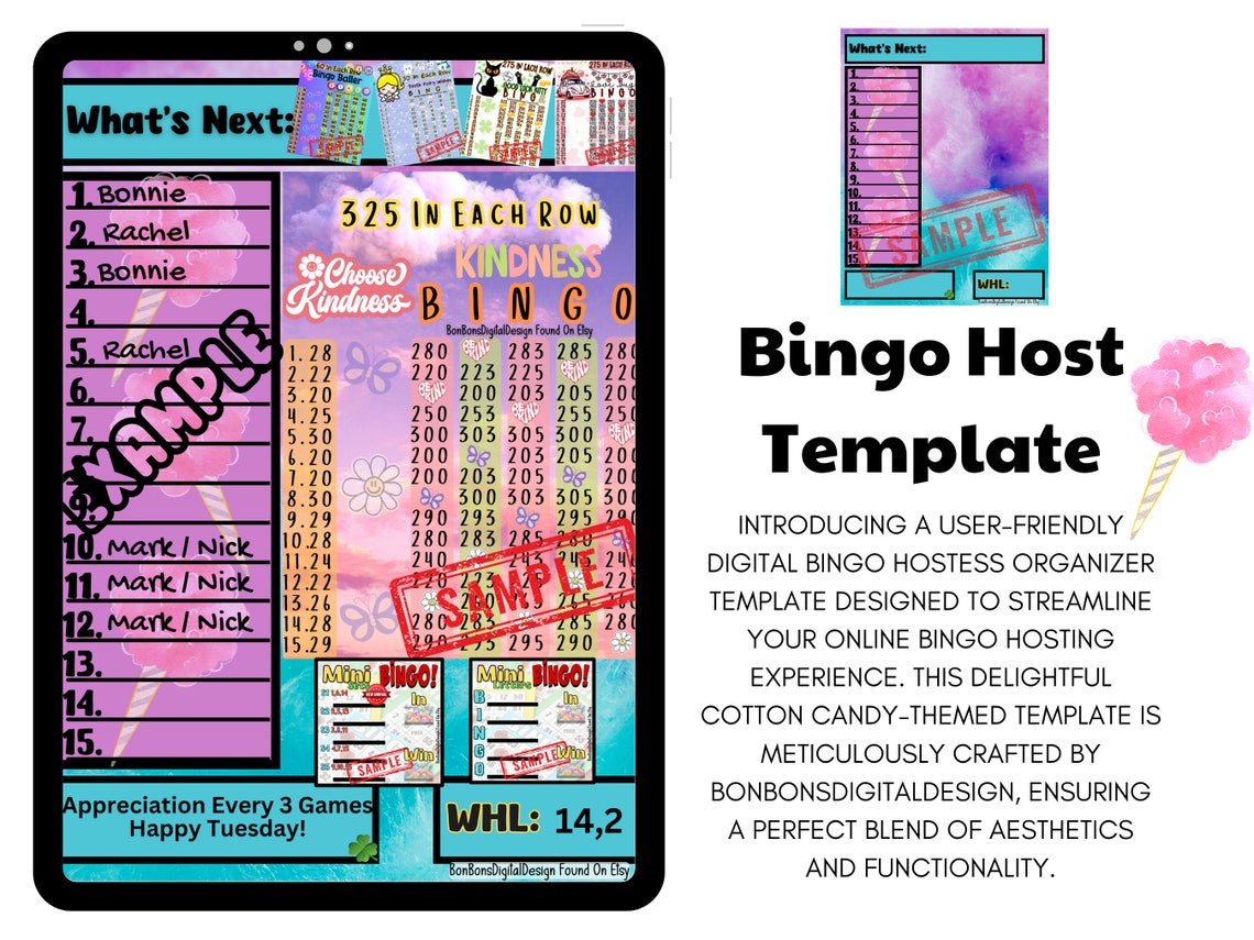 Bingo Host Organizer Template for 15 Line Bingo Board WTA - Etsy