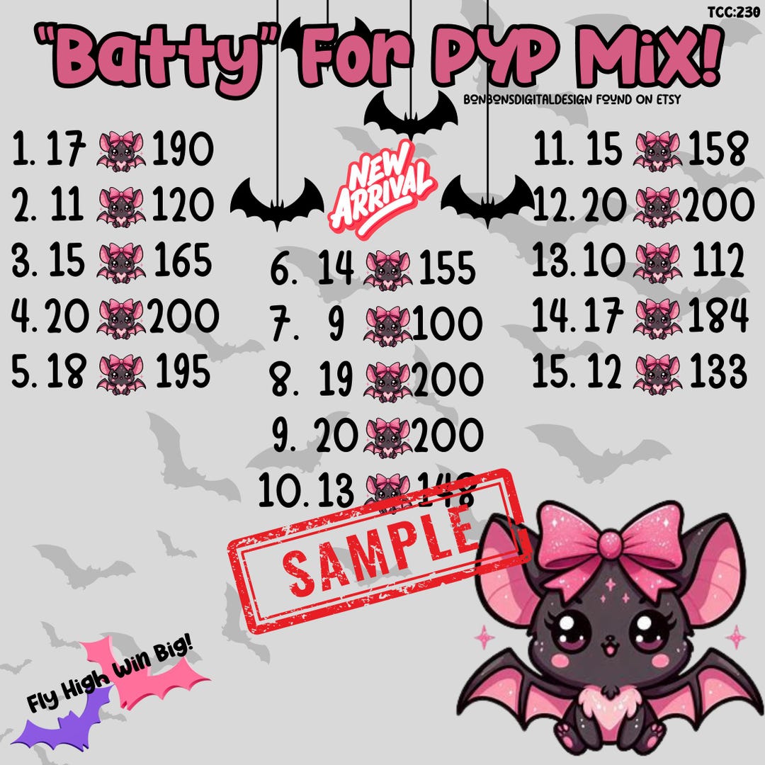 Halloween Bingo Bat Mix PYP 15 Line Bingo Board, PYP Bingo Board, Pick ...
