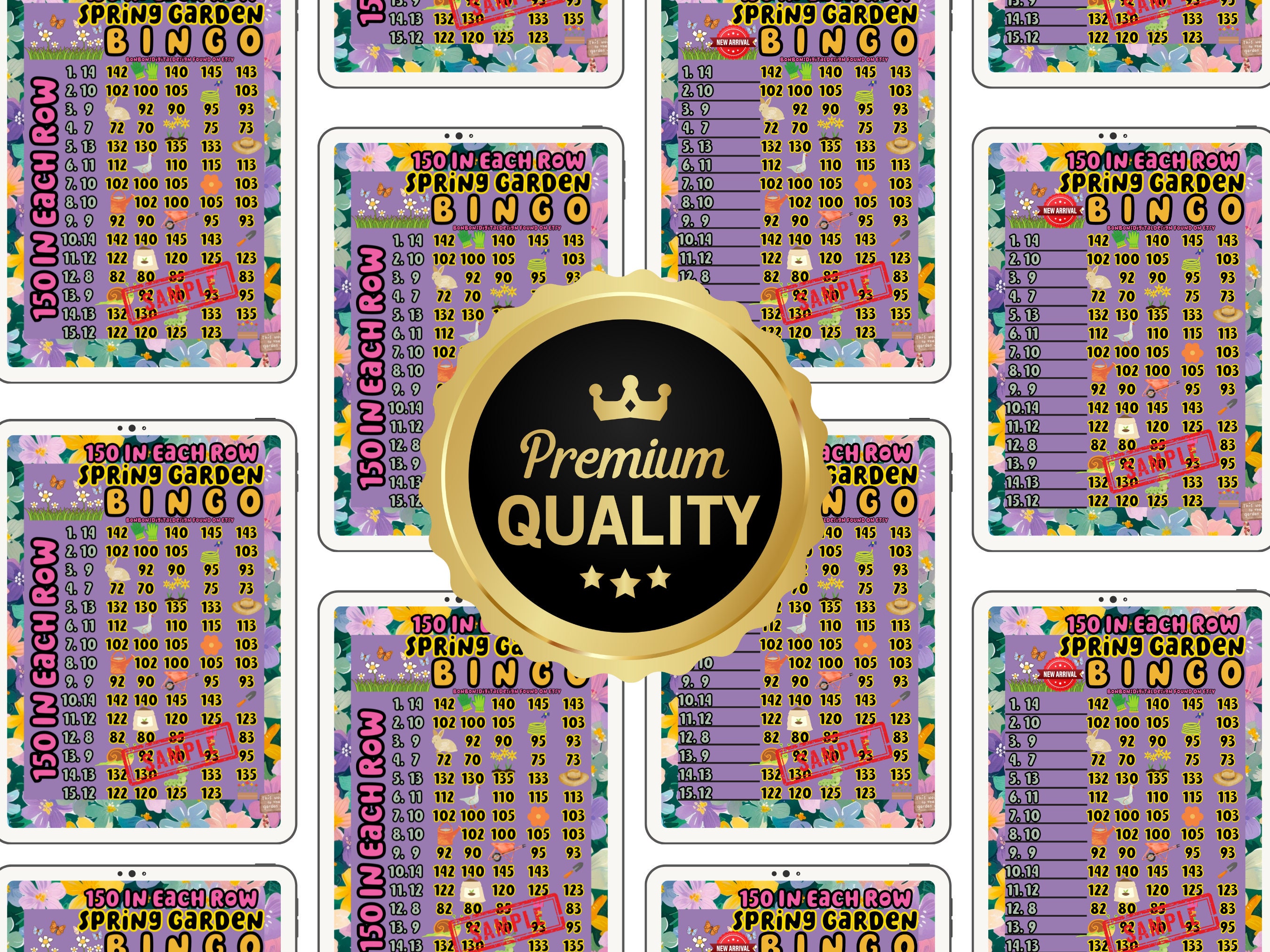 150 PYP Pro WTA 15 Line Bingo Board , Spring Time Bingo, 150 in Each ...