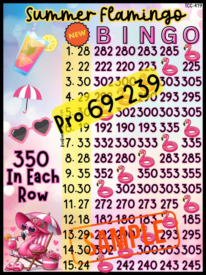 PYP Pro WTA 15 Line Bingo Board , Summer Bingo, Multiple Wins Bingo, HR ...