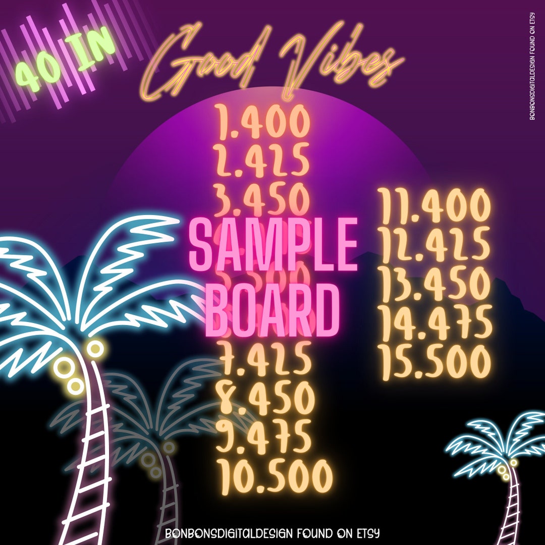 40 in High Roller Good Vibes PYP 15 Line Bingo Board, HR Neon Glow ...