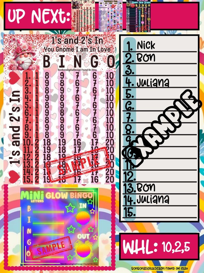 Bingo Host Organizer Template for 15 Line Bingo Board , WTA PYP Pro HR ...