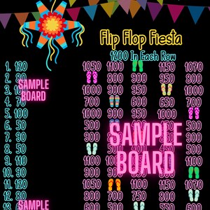 Flip Flop Fiesta 1200 WTA 15 Line Bingo Board, HR Summer Bingo Boards ...