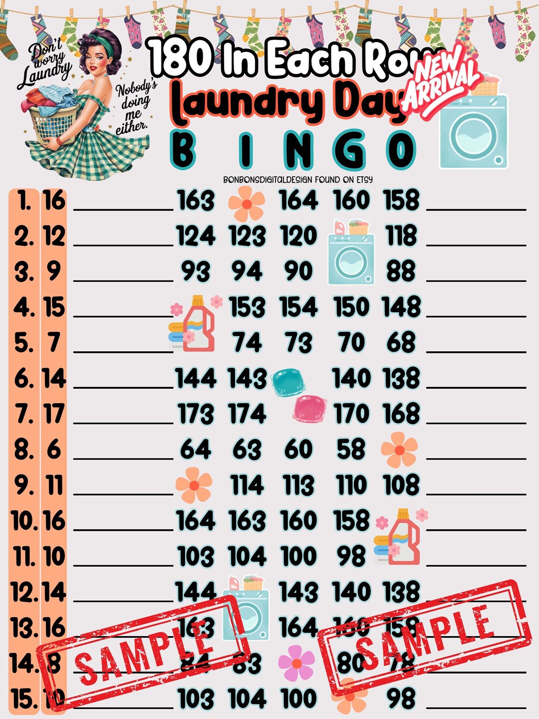 Double Bingo 180 WTA PYP 15 Line Bingo Board, Includes FREE Single ...