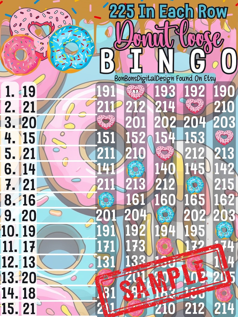 Bingo PYP Pro WTA 15 Line Bingo Board, 225 in Each Row Bingo - Etsy