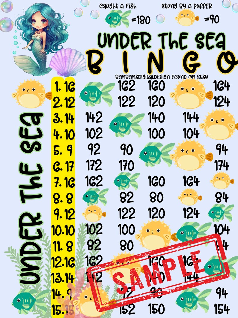 180 in Each Row PYP Small Profit WTA 15 Line Bingo Board, 80 in Each ...