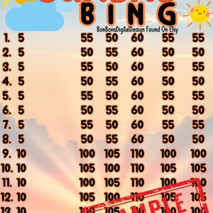 50 100 PYP Pro WTA 15 Line Bingo Board , Sunday Bingo Mix - Etsy