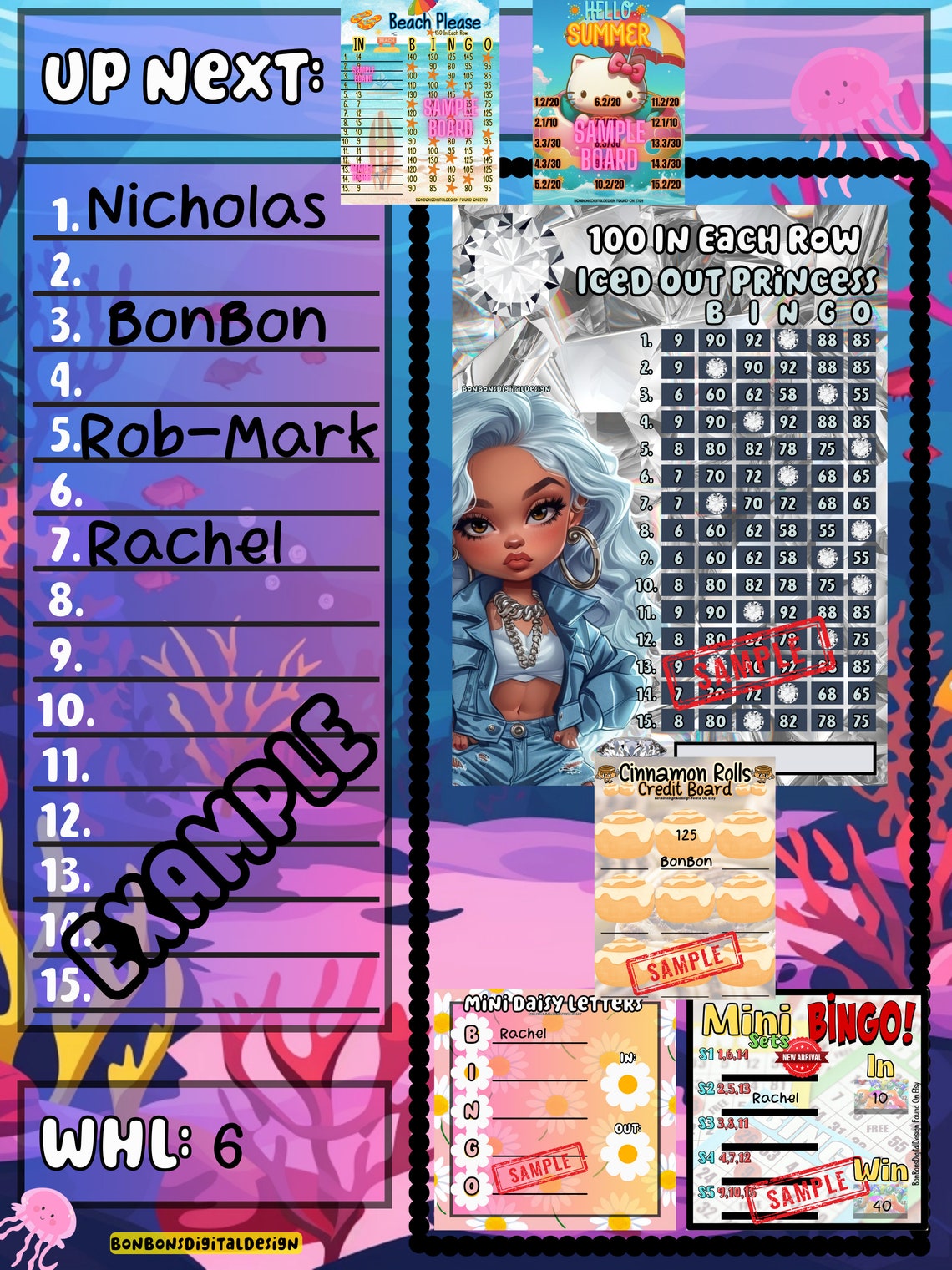 Bingo Host Organizer Template for 15 Line Bingo Board , WTA PYP Pro HR ...